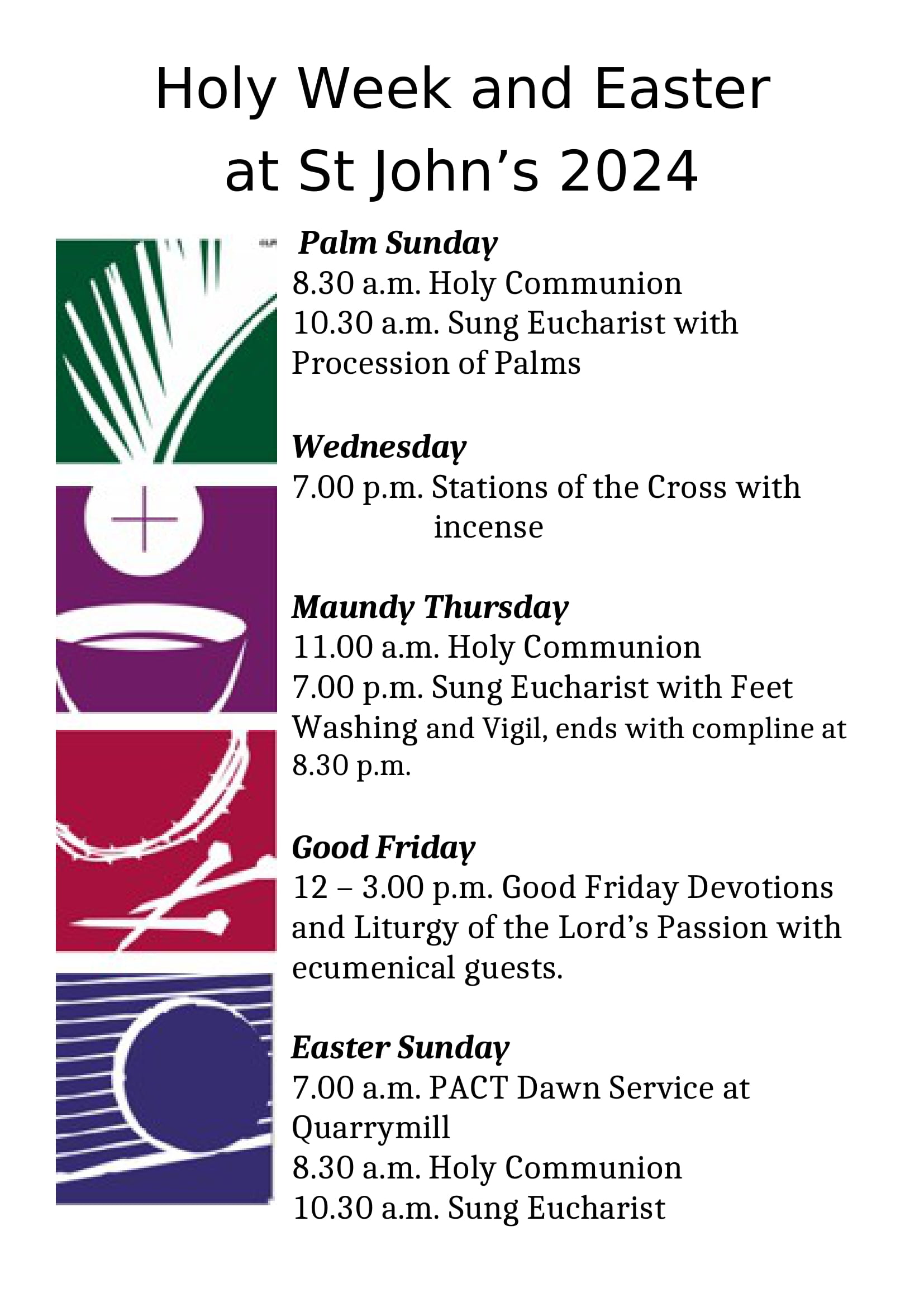 Holy Week and Easter Poster 2024 - St John the Baptist